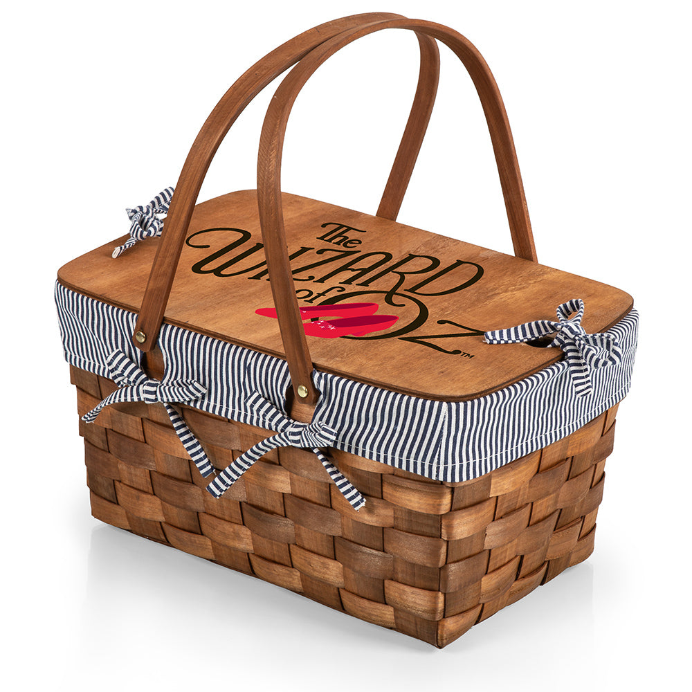 Wizard of Oz Kansas Handwoven Wood Picnic Basket